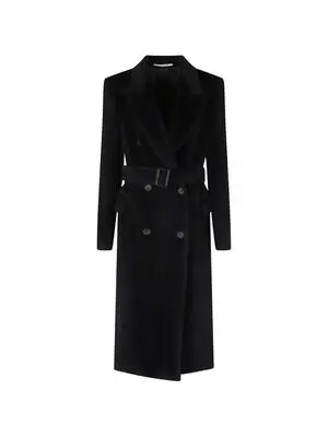 Tagliatore Double-breasted Belted Coat - Blue