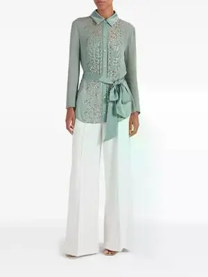 TEMPERLEY LONDON Oberon Crystal Embellished Belted Shirt - Green