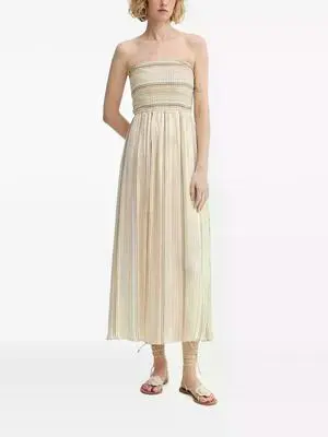 SESSUN Shirred Striped Midi Dress - Neutrals