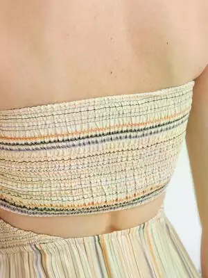 SESSUN Shirred Striped Midi Dress
