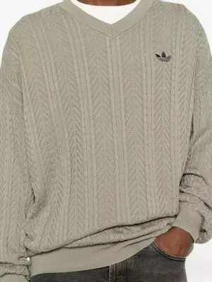 Adidas Cable-knit V-neck Sweater - Neutrals
