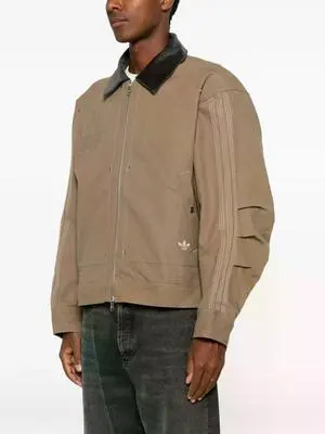 Adidas Embroidered Corduroy-collar Jacket - Neutrals