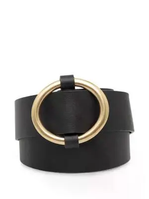 SESSUN Tisao Round-buckle Leather Belt - Black
