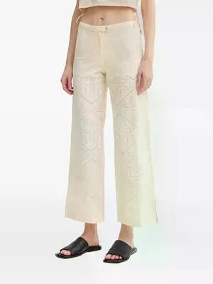 SESSUN Allindy Embroidered Flared Trousers - Neutrals