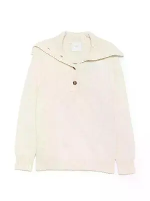Malo Button-up Sailor-collar Knit - Neutrals