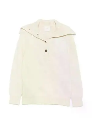 Malo Sailor Collar Button-up Knit - Neutrals