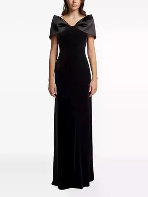 CRISTALLINI Bow-detail Velvet Dress - Black