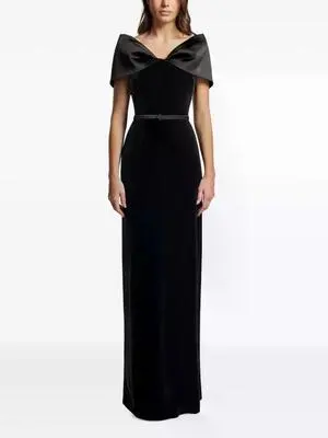 CRISTALLINI Velvet Bow Detail Gown - Black
