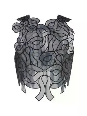 Cecilie Bahnsen Bow-embroidered Organza Top - Grey