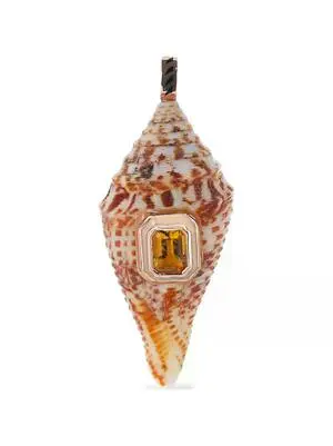 DEZSO Conus Shell Scapolite Pendant In 18k Rose Gold - Pink
