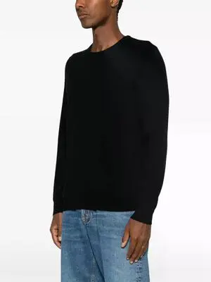 Fedeli Fine Knit Crew Neck Long Sleeve Sweater - Black