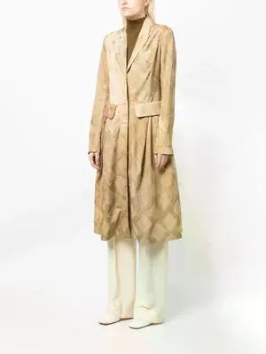 UMA WANG Diamond-pattern Single-breasted Coat - Brown