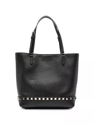 Valentino Garavani Rockstud Grained Leather Tote Bag - Black
