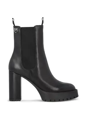 Pinko Leather Platform Ankle Boots - Black