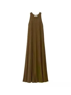 Ba&sh Sinte Ribbed-knit Pointelle-trim Flared Maxi Dress - Brown