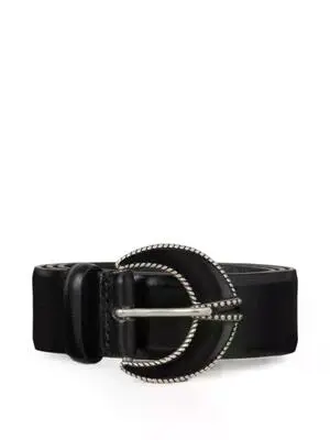 Ba&sh Engraved-buckle Leather Belt - Black