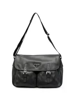 Prada Re-nylon Leather Shoulder Bag - Black