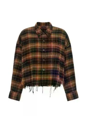 R13 Frayed-hem Cropped Shirt - Brown