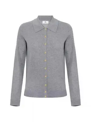 Elisabetta Franchi Knit Cardigan With Golden Metal Buttons