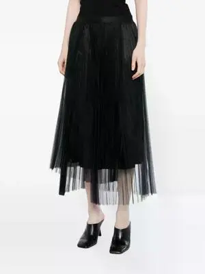 JNBY Sheer Mesh Pleated Midi Skirt
