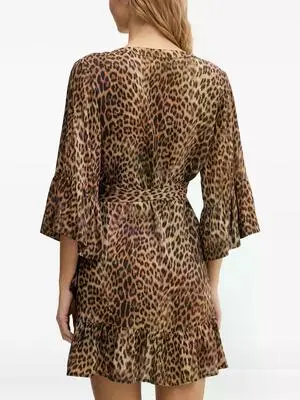 Melissa Odabash Tegan Cheetah-print Ruffled Mini Wrap Dress