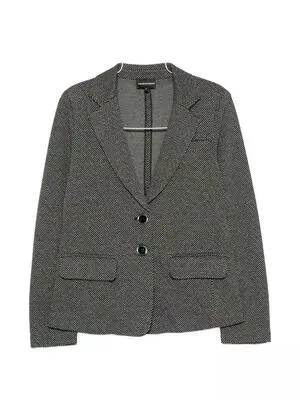 Emporio Armani Herringbone-pattern Single-breasted Jacket - Grey