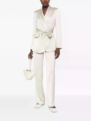THE ARCHIVIA Satin-finish Belted Dress - Neutrals