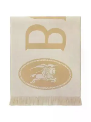 Burberry Logo Wool Scarf - Neutrals