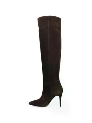 L'ARIANNA Suede Pointed-toe Stiletto Boots - Brown