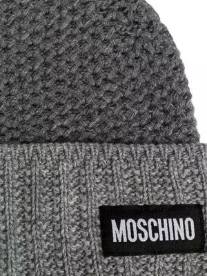 Moschino Logo-patch Waffle-knit Beanie Hat