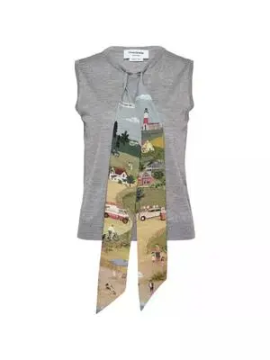 Thom Browne Nantucket Scenic Cashmere Silk Shell Top
