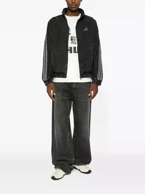 Adidas Logo-embroidered Zip-up Denim Jacket