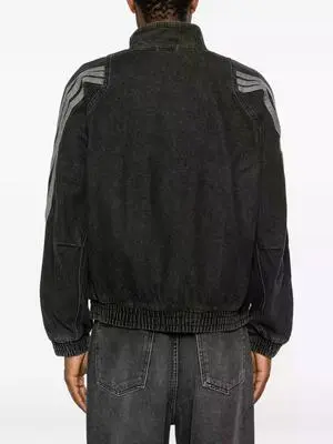 Adidas Logo-embroidered Zip-up Denim Jacket