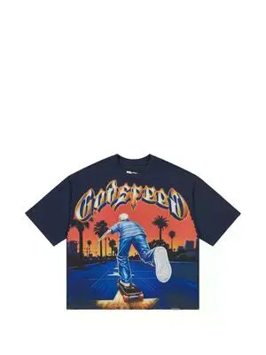 GODSPEED Graphic-print Washed T-shirt - Blue