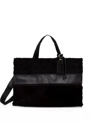 Liu Jo Fleece-texture Logo-patch Tote Bag - Black
