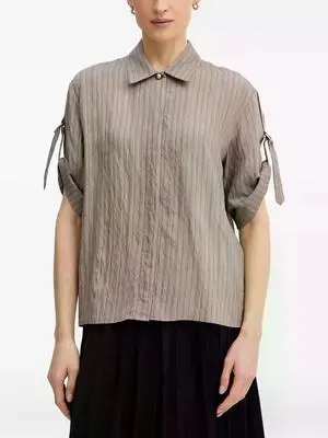 SESSUN Safara Striped Buckle-detail Shirt - Brown