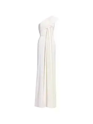 Elie Saab Cady One-shoulder Draped Jumpsuit - Neutrals