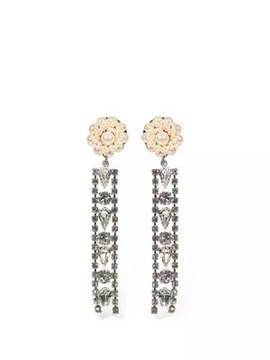 Alessandra Rich Faux-pearl Crystal-embellished Earrings - Silver