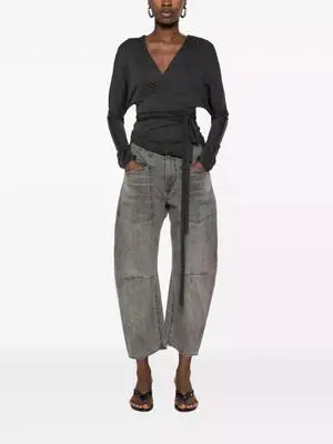 NILI LOTAN Faded Patch-pocket Jeans - Grey
