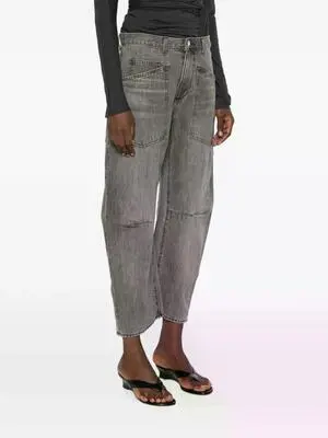 NILI LOTAN Faded Patch-pocket Jeans - Grey