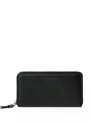 Brunello Cucinelli Grained-leather Wallet With Shiny Zipper Pull - Black
