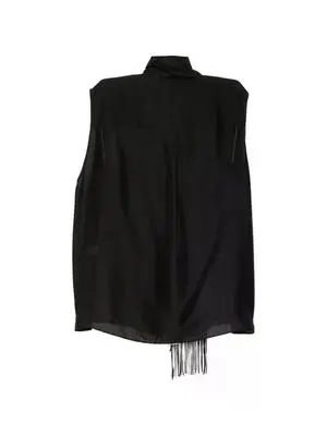 LESS Silk Tie Blouse - Black