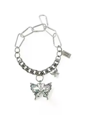 CHOPOVA LOWENA Double Butterfly Carabiner Necklace - Silver