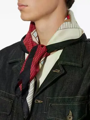 Moschino Architectural-print Silk Scarf - Neutrals
