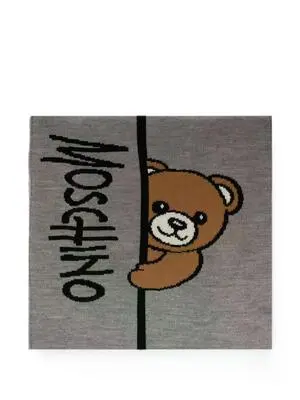 Moschino Teddy Bear-motif Scarf - Grey
