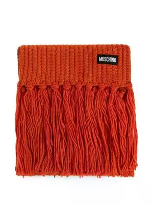 Moschino Ribbed Fringed Scarf - Orange