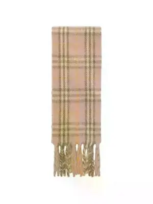 Burberry 窄版格纹羊驼毛混纺围巾 - Pink