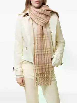 Burberry 窄版格纹羊驼毛混纺围巾