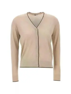 Max Mara V-neck Contrast-trim Cardigan - Neutrals