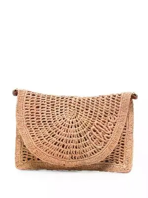 Chloé Crochet-knit Logo-embroidered Clutch Bag - Neutrals